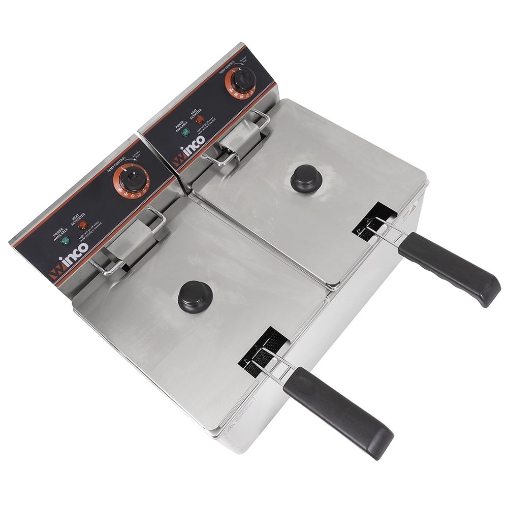 Winco EFT-32 Countertop Electric Fryer - (2) 16 lb Vats, 120v
