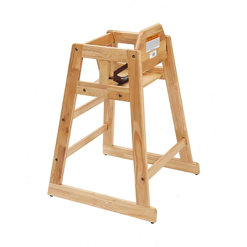 Winco CHH-101A 29 3/4" Stackable Wood High Chair w/ Waist Strap, Natural