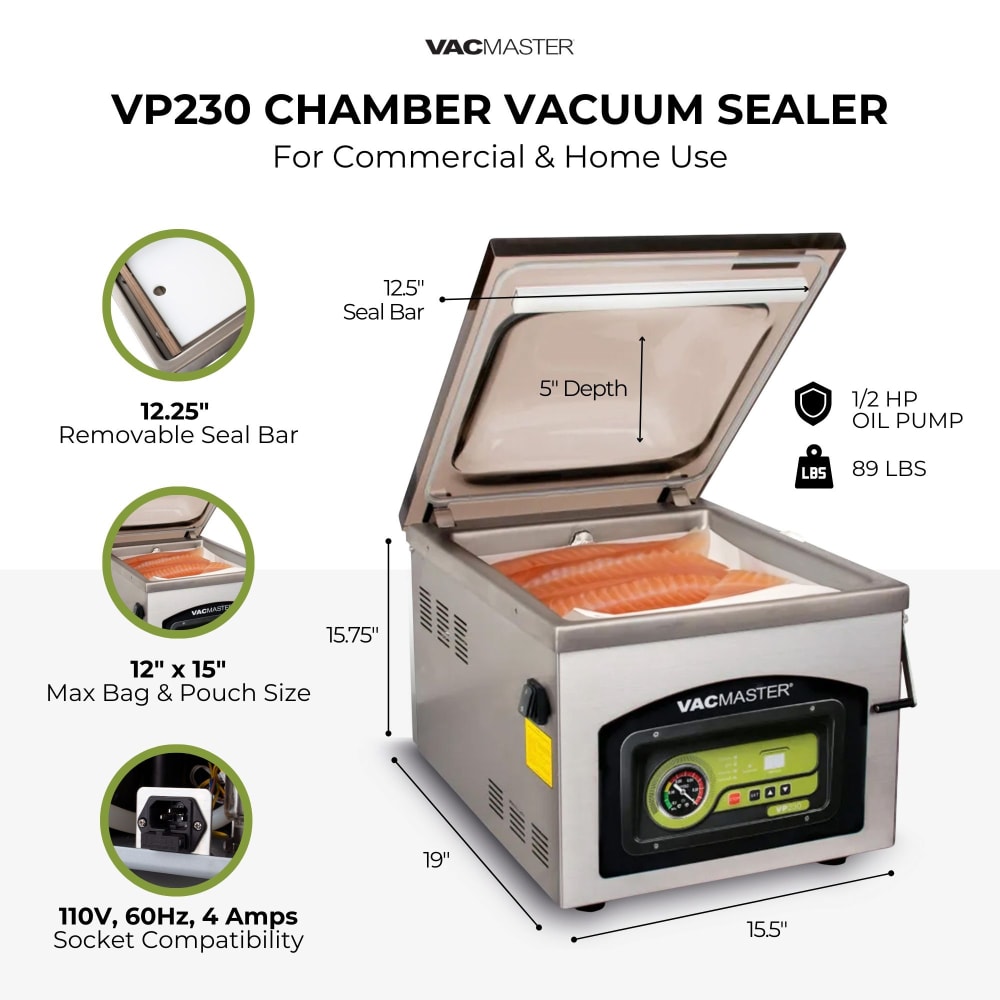 VacMaster VP230 Chamber Vacuum Sealer w/ 12 1/4" Seal Bar, 110v
