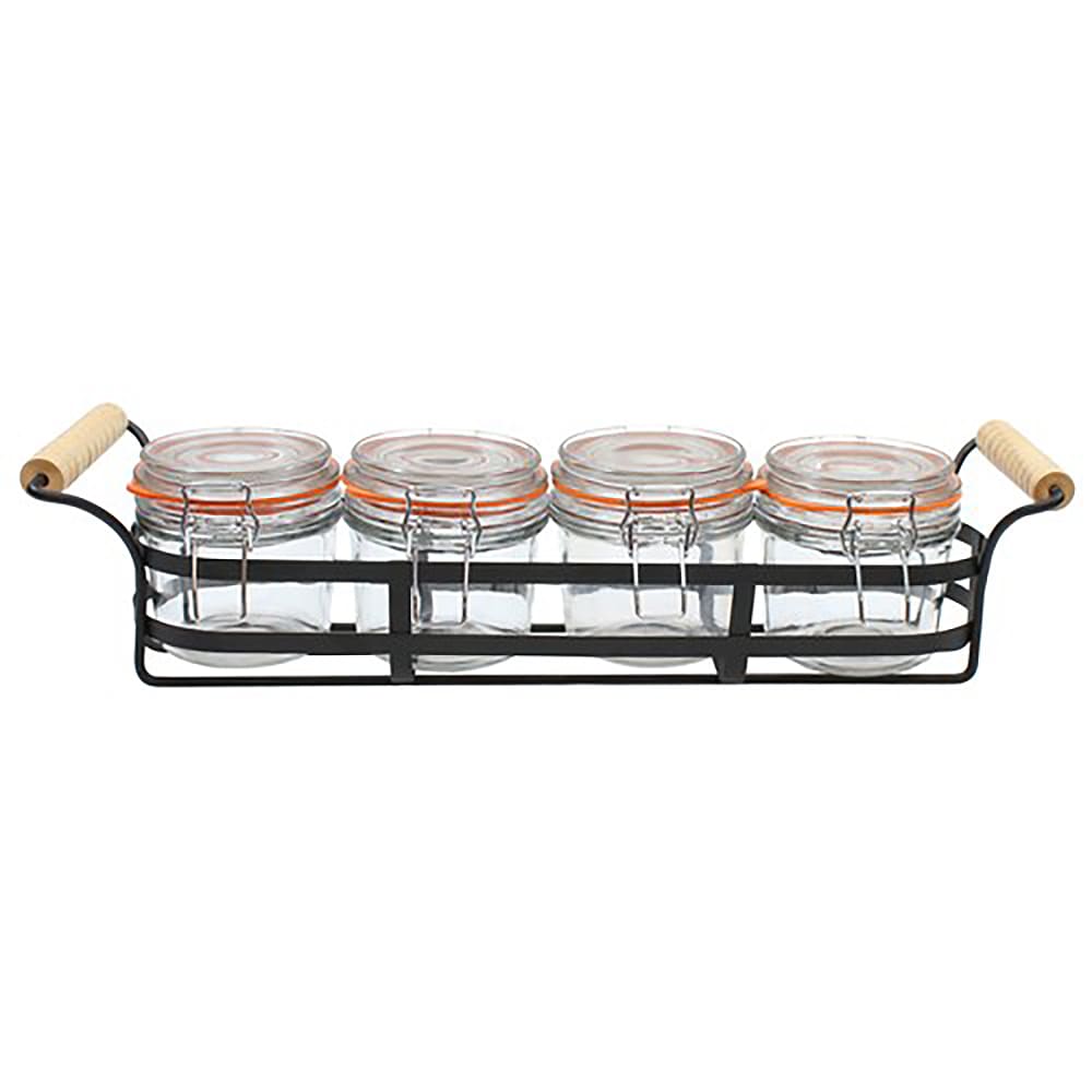 Tablecraft CJS12R Rectangular Condiment Caddy - Metal, Black