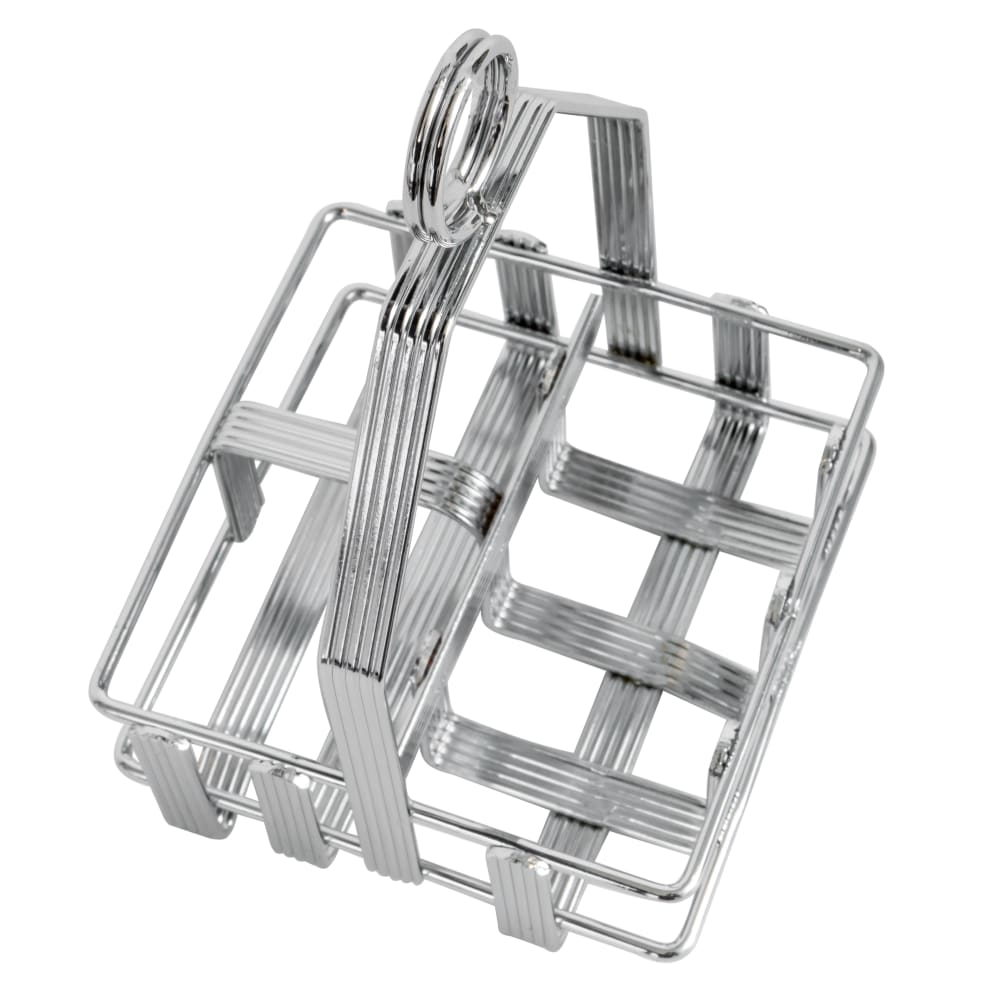 Tablecraft 606R 2 Compartment Rectangular Condiment Caddy - Chrome Plated
