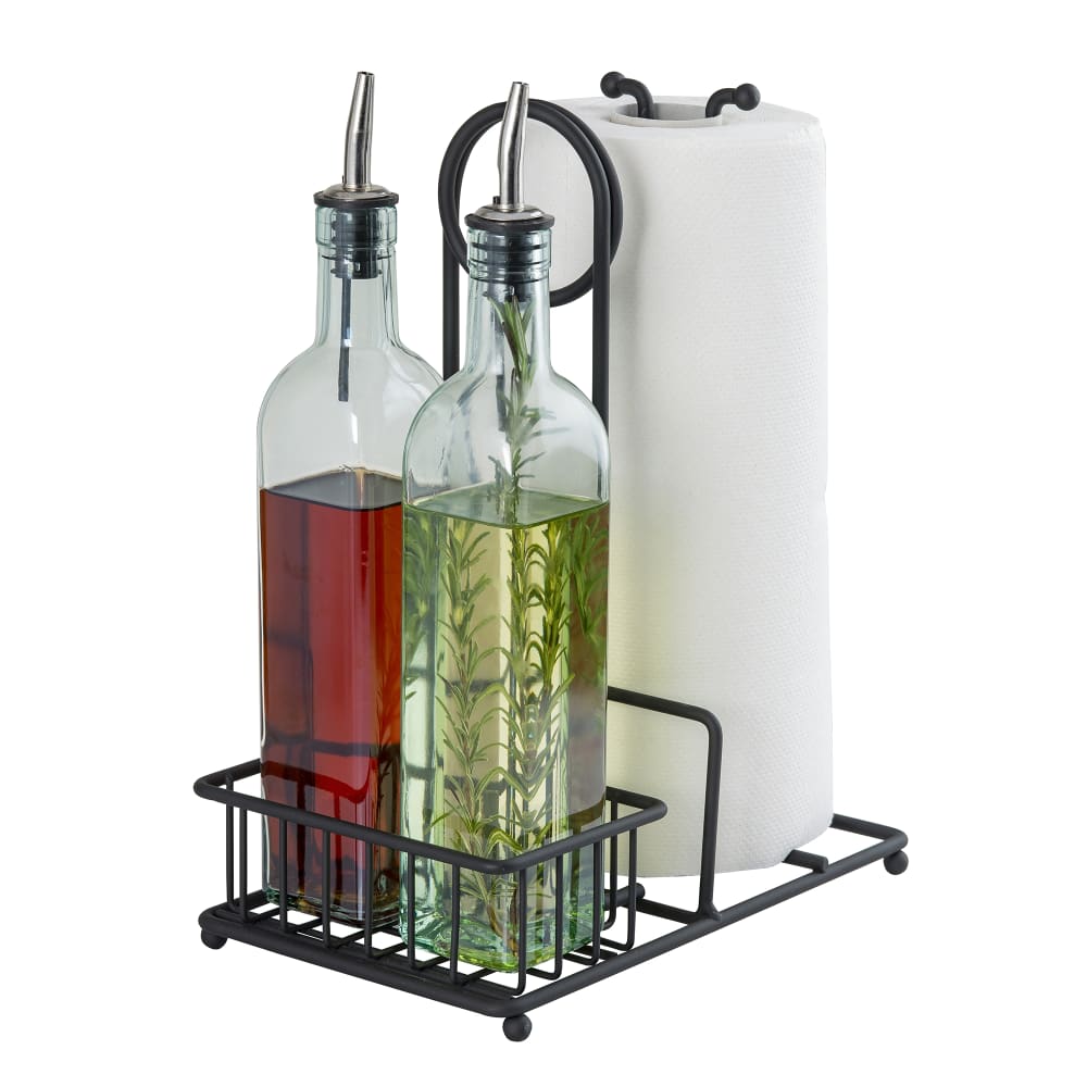 Tablecraft 10263 2 Compartment Rectangular Condiment Caddy - Steel, Black