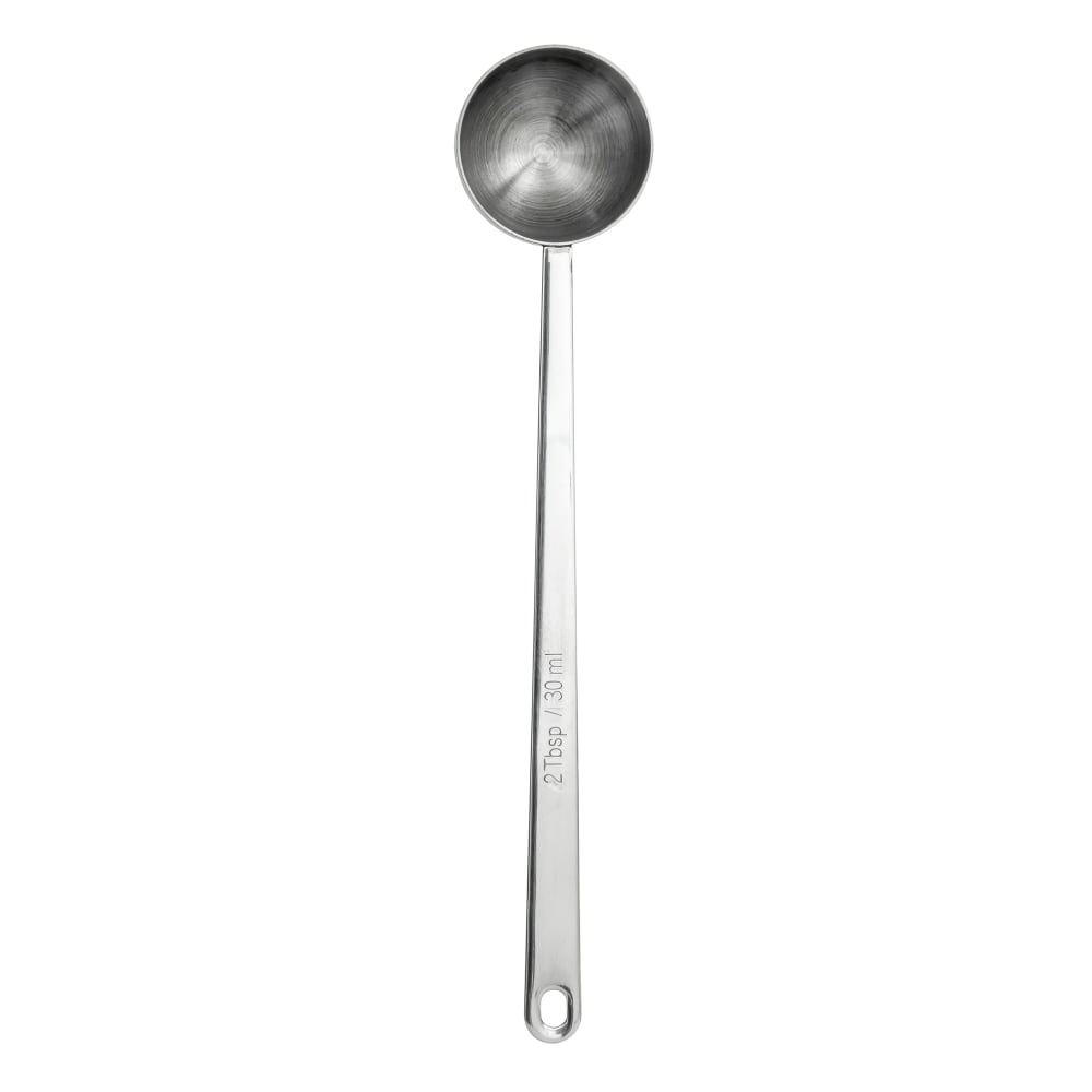 Tablecraft 40402 2 Tbsp Round Measuring Spoon - 9" Long, Stainless Steel