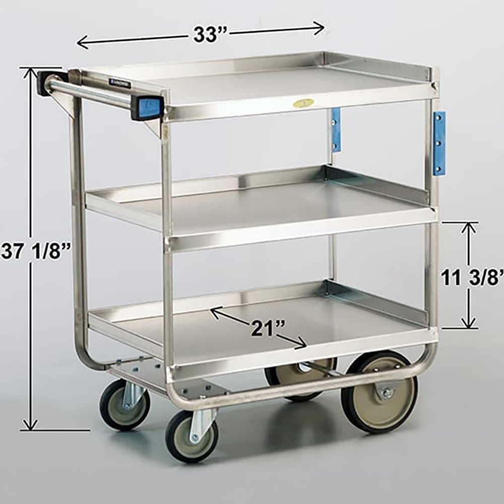 Lakeside 722 3 Level Stainless Utility Cart w/ 700 lb Capacity, Raised ...