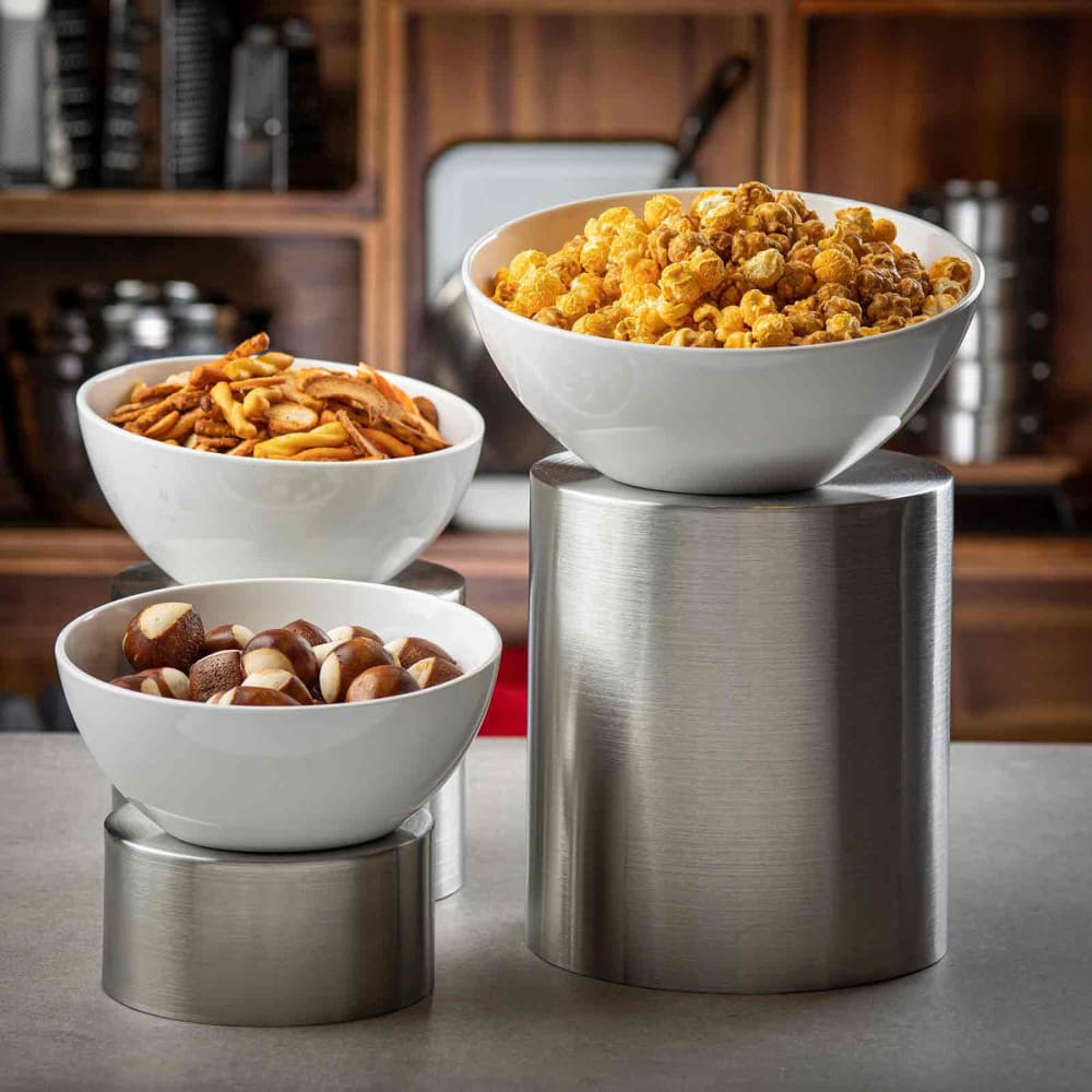 Tablecraft RR3 Round 3 Piece Riser Set, Brushed Stainless Steel, One ...