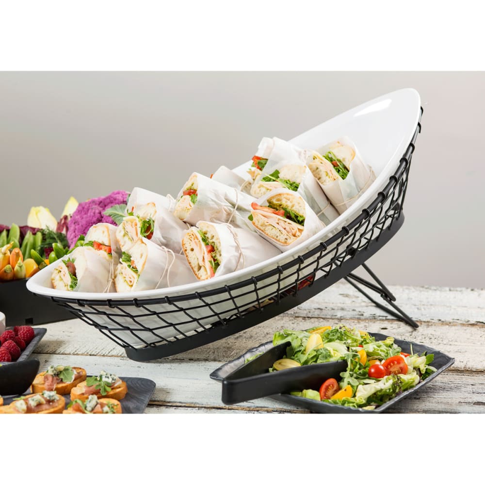 Tablecraft MGMT2412 216 oz Oblong Melamine Basket Insert, White