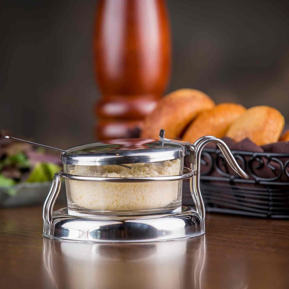 Tablecraft 357 Round 6 oz Condiment Server - Clear/Silver