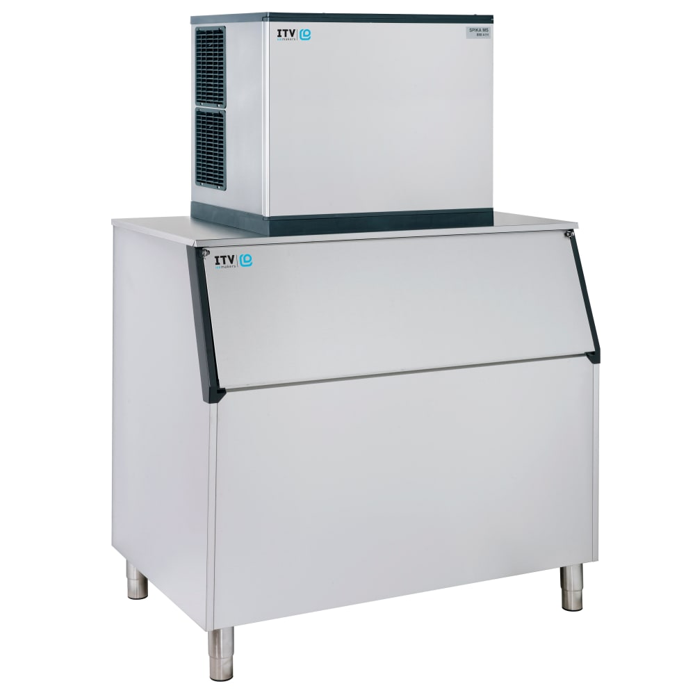 ITV Ice Makers 970 lb Spika Full/Half Cube Ice Machine w/ Bin - 860 lb ...