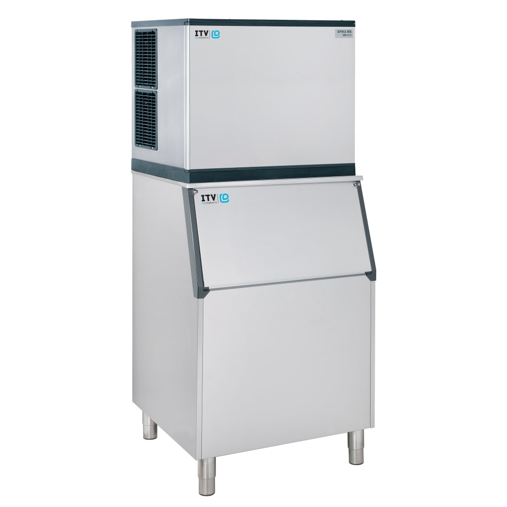 ITV Ice Makers 970 lb Spika Full/Half Cube Ice Machine w/ Bin - 507 lb ...
