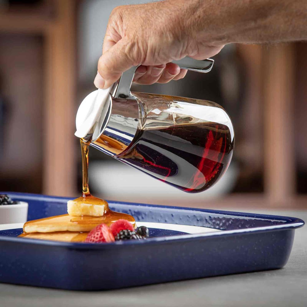 Tablecraft 1271 12 oz Cylindrical Dripcut Server - Glass, Chrome ABS Top