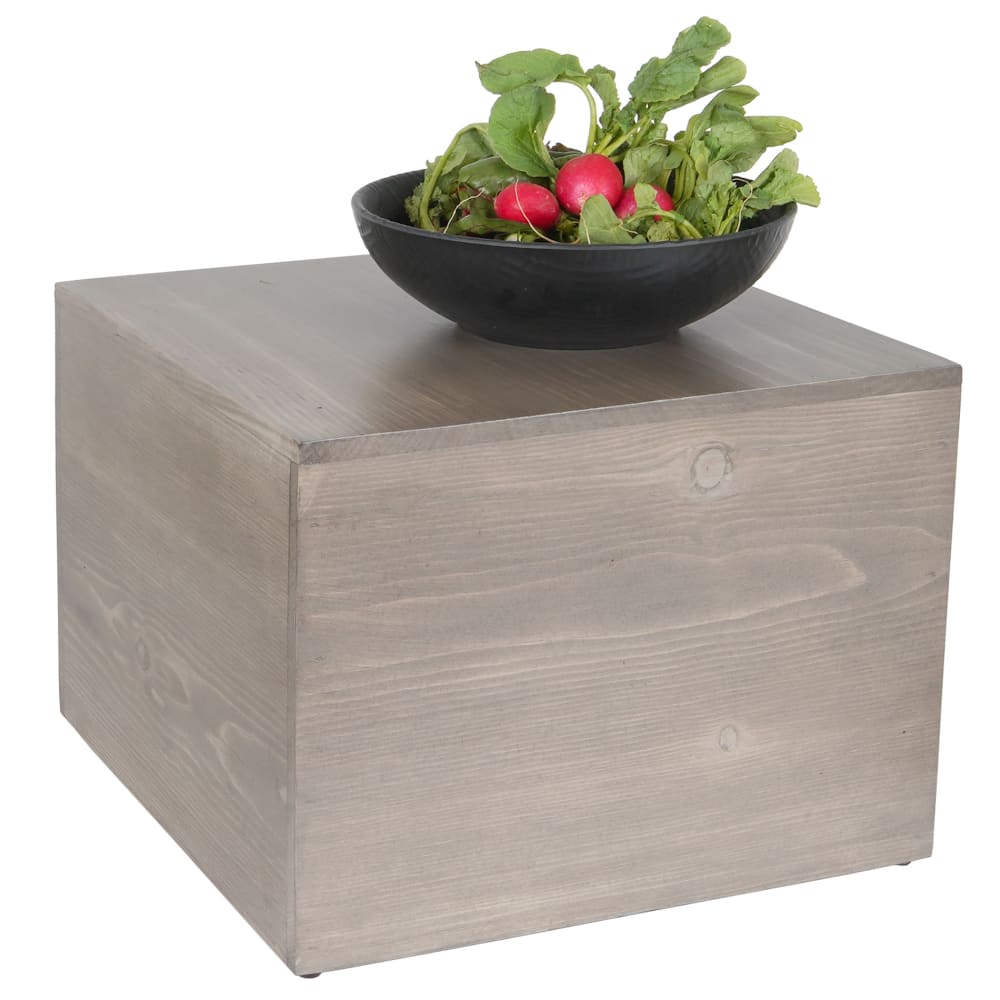 Cal-Mil 432-9-110 12" Square Cube Riser - 9"H, Pine Wood, Gray Wash