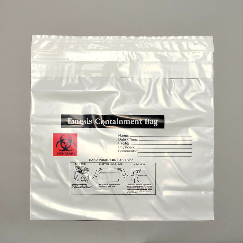 LK Packaging Emesis Containment Bag - 10 1/4"L x 10 1/4"W x 2 1/2" LP ...