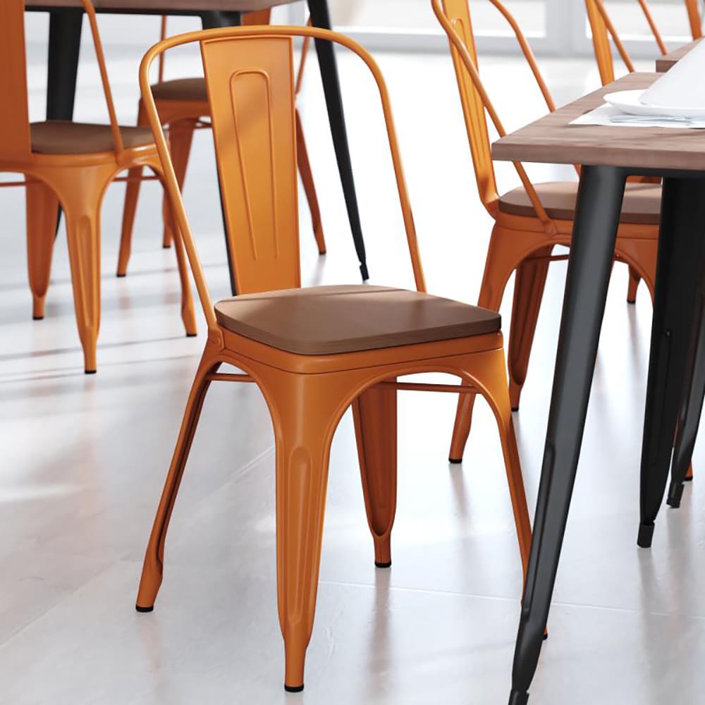 Flash Furniture CH-31230-OR-PL1T-GG Stacking Chair w/ Vertical Slat ...