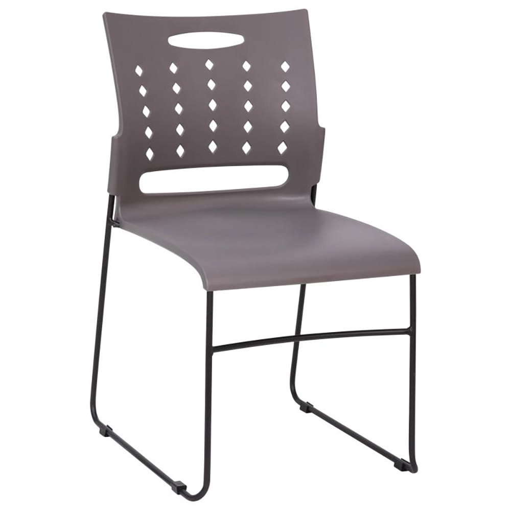Flash Furniture RUT-2-GY-BK-GG Stacking Student Sled Chair - Gray ...