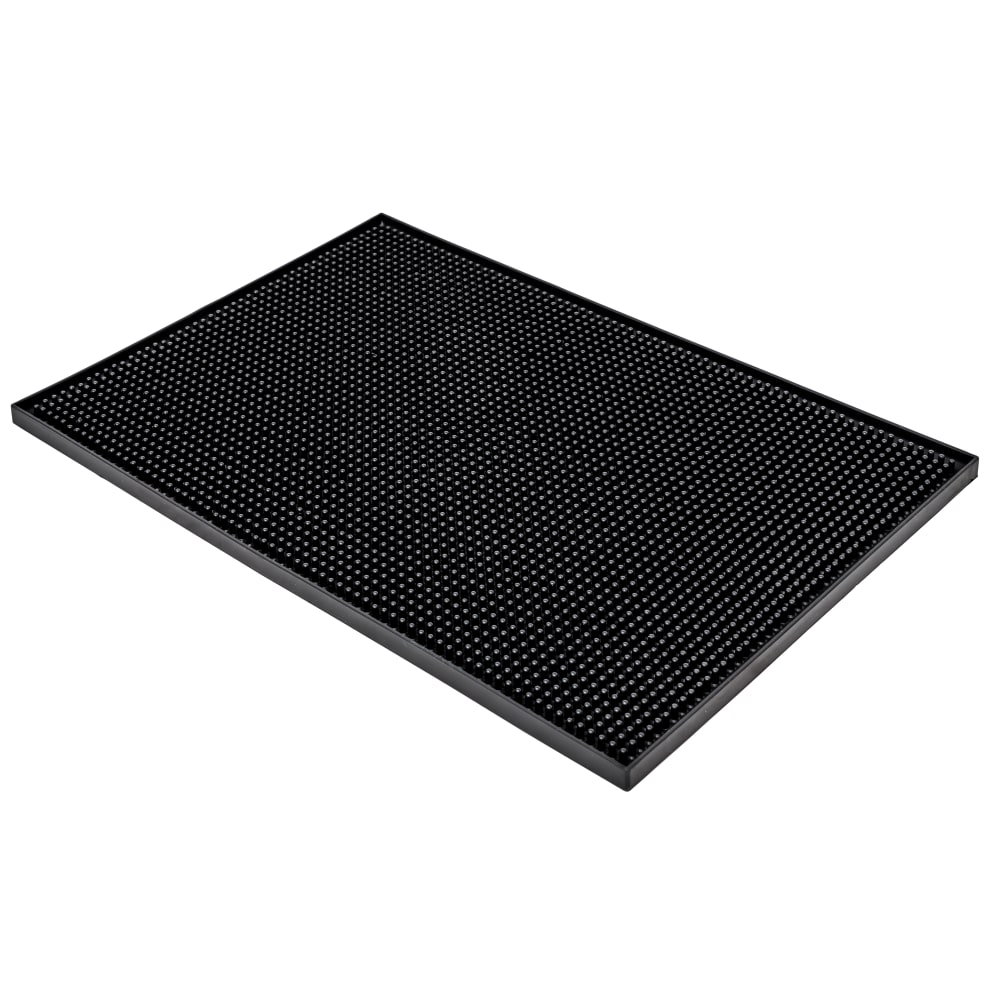 Winco BM-1812K Rectangular Bar Mat - 18" x 12", Rubber, Black