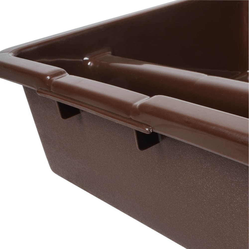 Tablecraft 1547BR Bus Box w/ (2) Compartments - 21 1/2" x 17" x 7", Brown