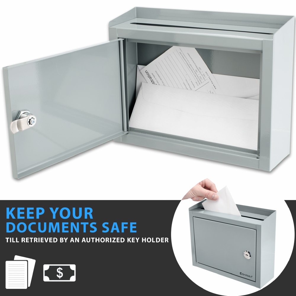 Barska Multi Purpose Drop Box w/ Key Lock - 9 3/4"W x 3"D x 7 3/4"H ...