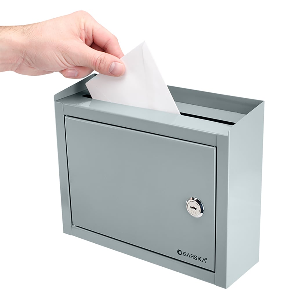 Barska Multi Purpose Drop Box w/ Key Lock - 9 3/4"W x 3"D x 7 3/4"H ...