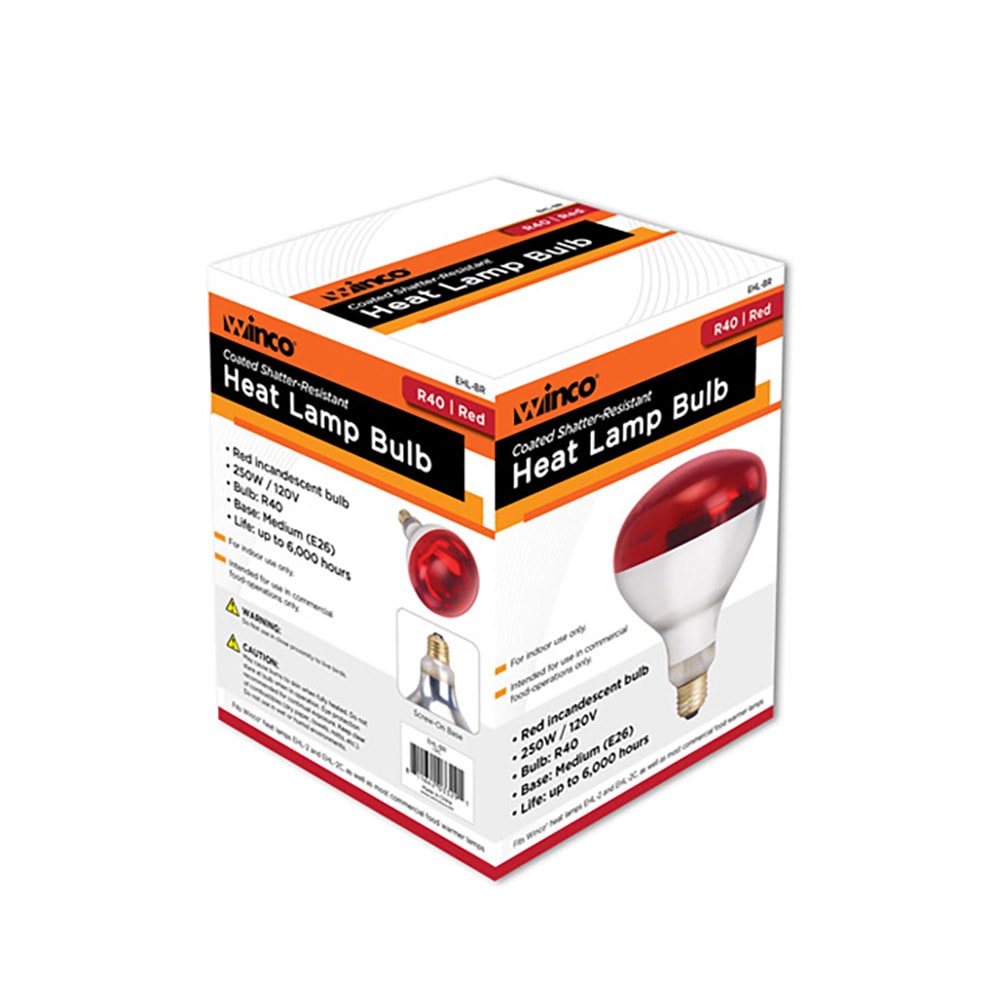 Winco EHL-BR Heat Lamp Bulb for EHL-2 - 250 watt, Red