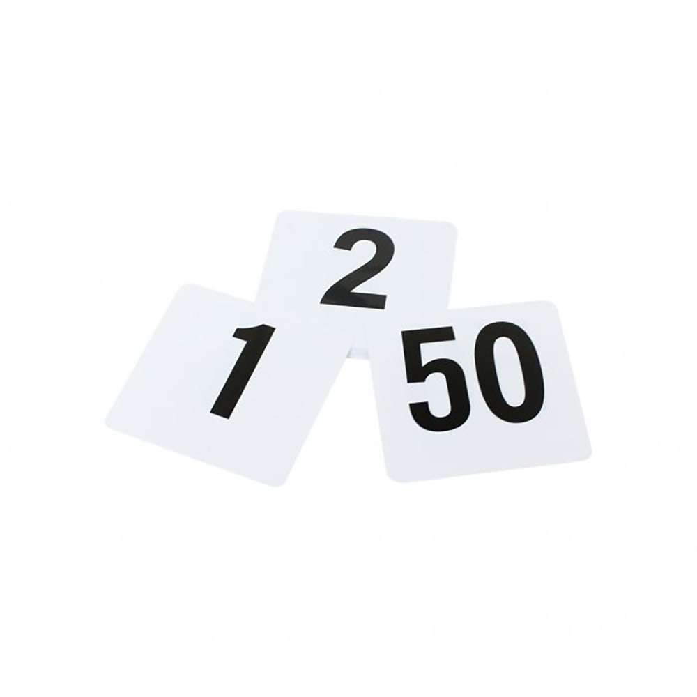 Thunder Group PLTN4050 Tabletop Number Cards - #1 - 50, 4" x 4", White ...