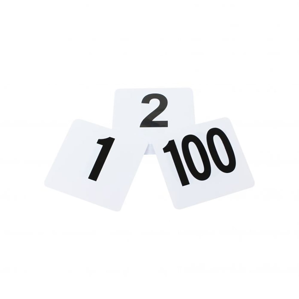 Thunder Group PLTN4100 Tabletop Number Cards - #1 - 100, 4" x 4", White ...