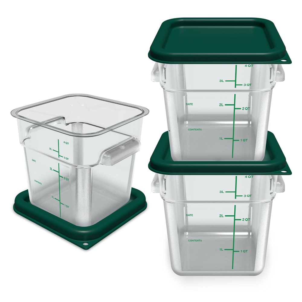 Carlisle 4 qt Square Food Storage Container w/ Lid - Polycarbonate ...