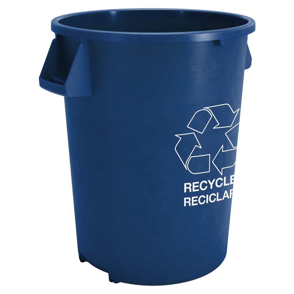 Carlisle 32 gallon Blue Recycling Waste Container - Plastic, Round ...