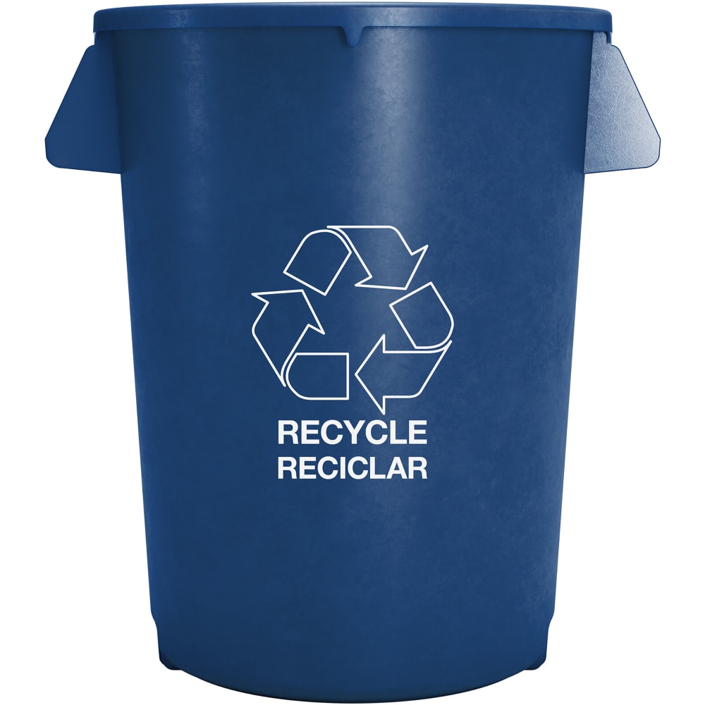 Carlisle 32 gallon Blue Recycling Waste Container - Plastic, Round ...