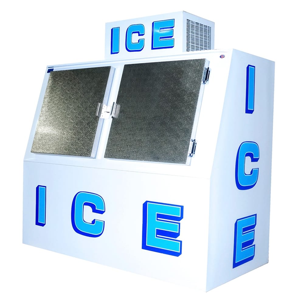 Polar Temp 600CW 70 1/4" Outdoor Slanted Ice Merchandiser w/ (76) 20 lb ...