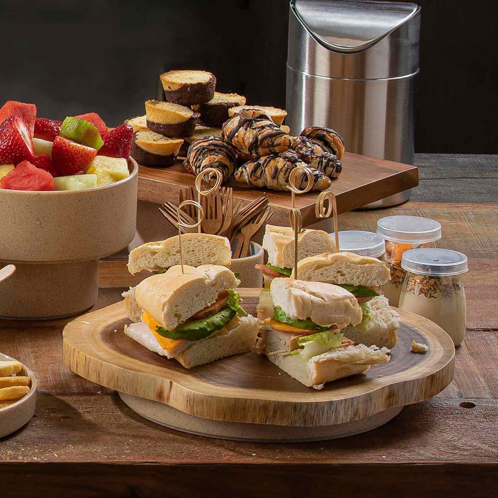 Tablecraft 11298 9" Round Serving Board - Acacia Wood