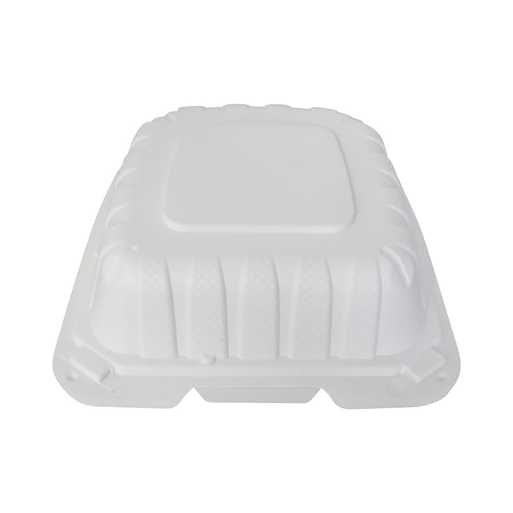 ITI Square 1-Compartment Hinged Container 6"x 6" x 3" - Plastic, White ...