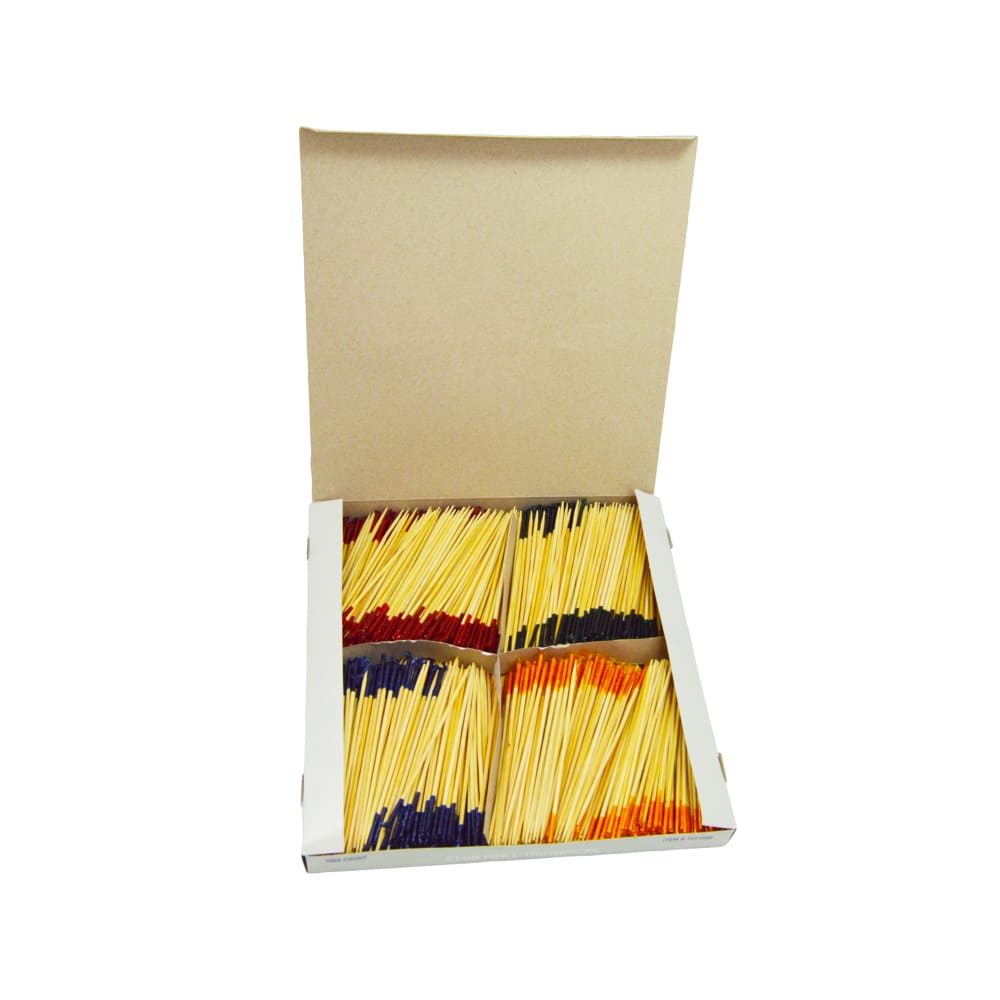 Rofson 4" Wood Club Frill Toothpick, Assorted Colors (TCF102)