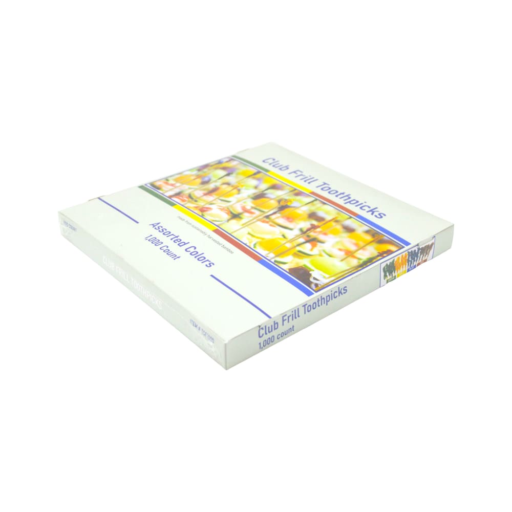 Rofson 4" Wood Club Frill Toothpick, Assorted Colors (TCF102)