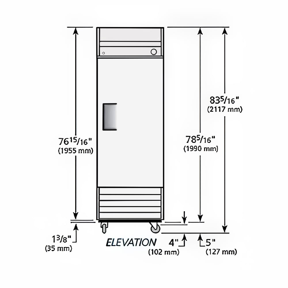 True T-23F-HC 27" T Series One Section Reach In Freezer, (1) Left Hinge ...