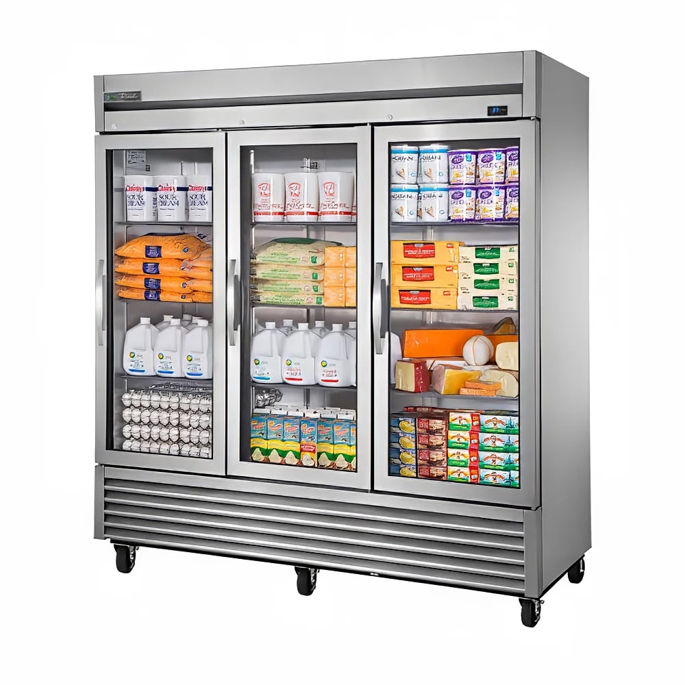 True T-72G-HC~FGD01 78 1/10" Three Section Reach In Refrigerator, (3 ...
