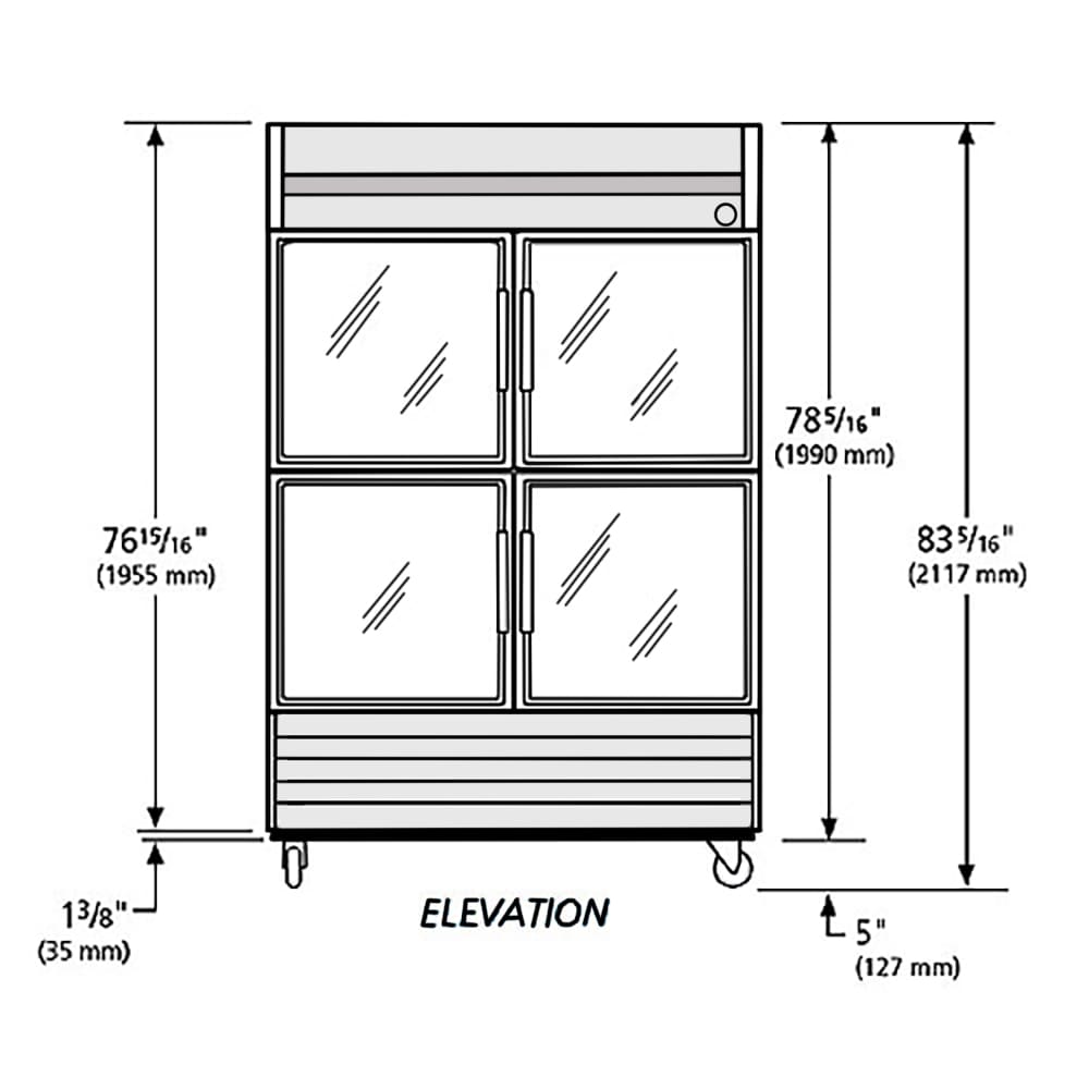 True T-49G-4-HC~FGD01 54 1/10" Two Section Reach In Refrigerator, (4 ...