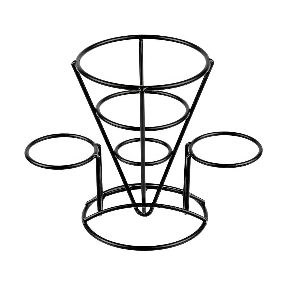 GET 5" Round Wire Fry Cone Basket w/ (2) Condiment Holders - 7"H, Iron ...