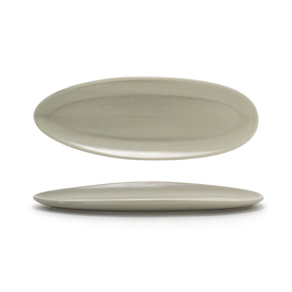 Front of the House Oval Tides™ Plate - 11 1/2" x 5", Porcelain, Pumice ...