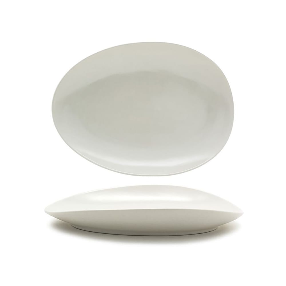 Front of the House Oval Tides™ Plate - 12" x 8 3/4", Porcelain, Scallop ...