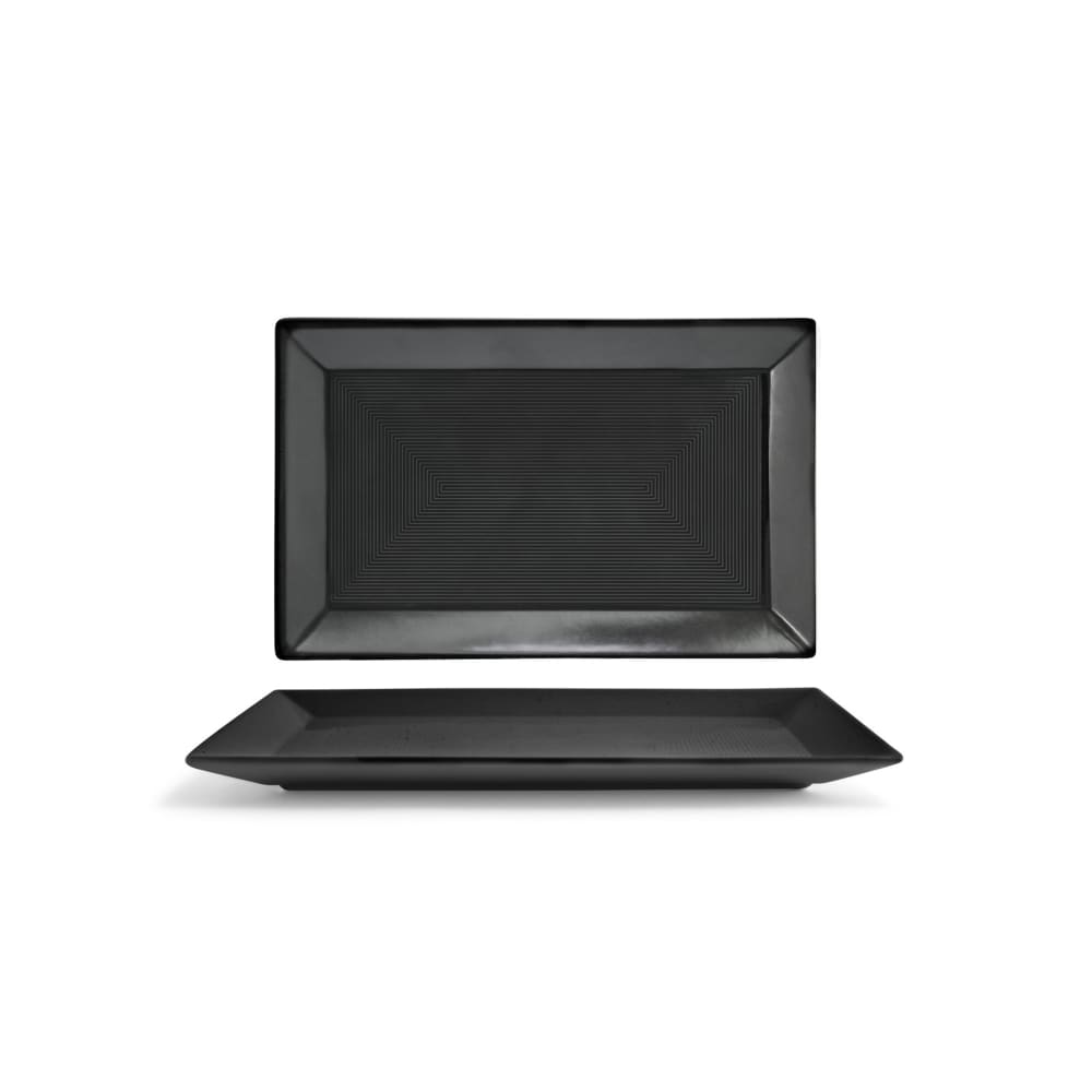 Front of the House Rectangular Spiral® Plate - 11" x 7", Porcelain, Ink ...