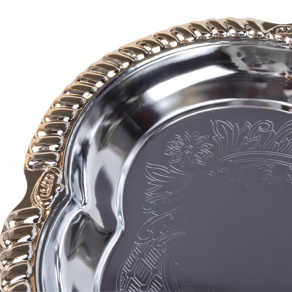 Vollrath 47265 Oval Serving Tray - Brass Accent, 18 1/8x13" Chrome