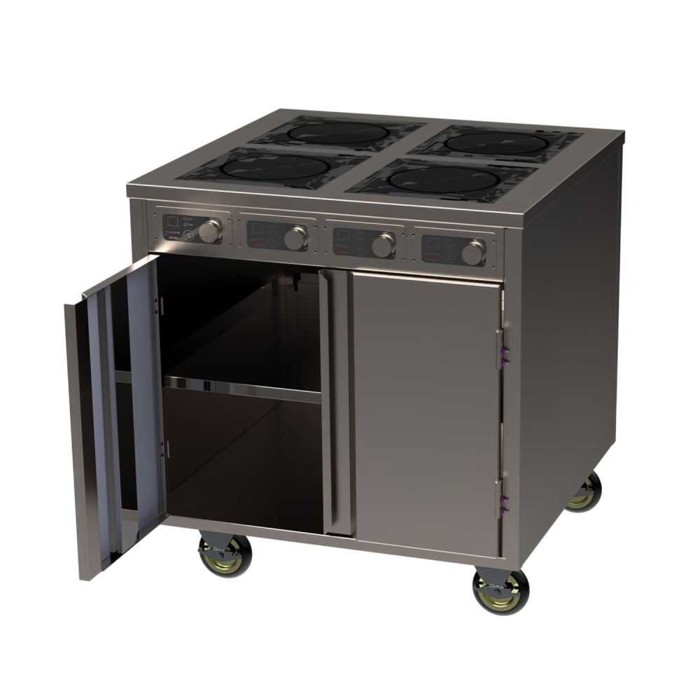 Spring USA BOH-1800DC 36" Mobile Cooking Cart w/ (4) Induction Burners ...
