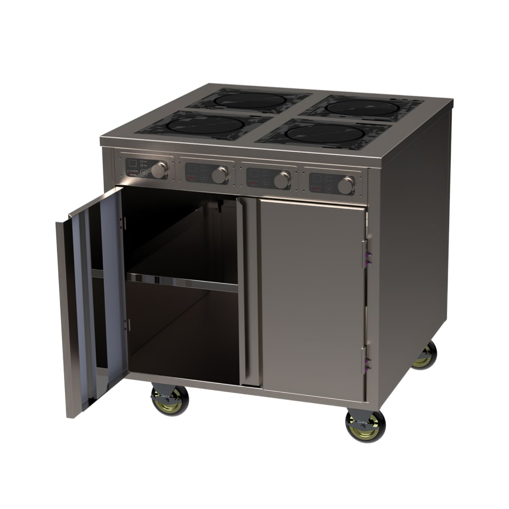 Spring USA BOH-2600DC 36" Mobile Cooking Cart w/ (4) Induction Burners ...