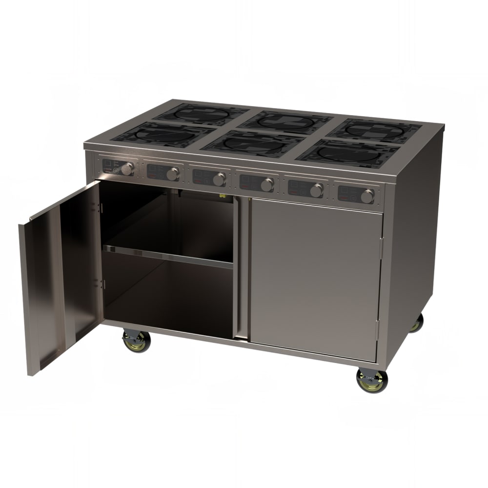 Spring USA BOH-2600DC-6 48" Mobile Cooking Cart w/ (6) Induction ...