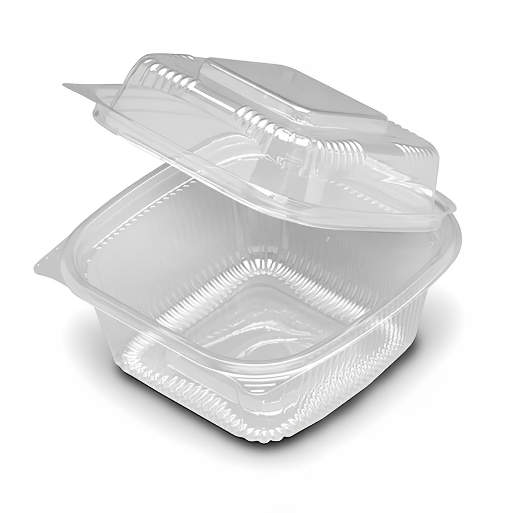 D&W Fine Pack 4 3/5" Hinged Lid Food Container - Polystyrene, Clear (N12)