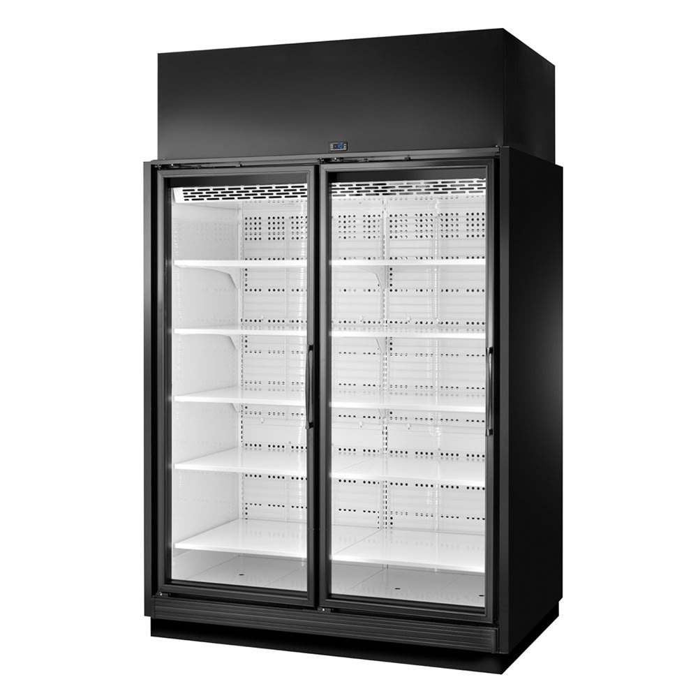 True TRM2L-BLK-WHT-1BLKLL-YN-4 66 1/2" Two Section Supermarket Glass ...