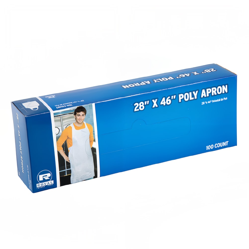 AmerCareRoyal Disposable Poly Apron - 24" x 46", White (DA2846)