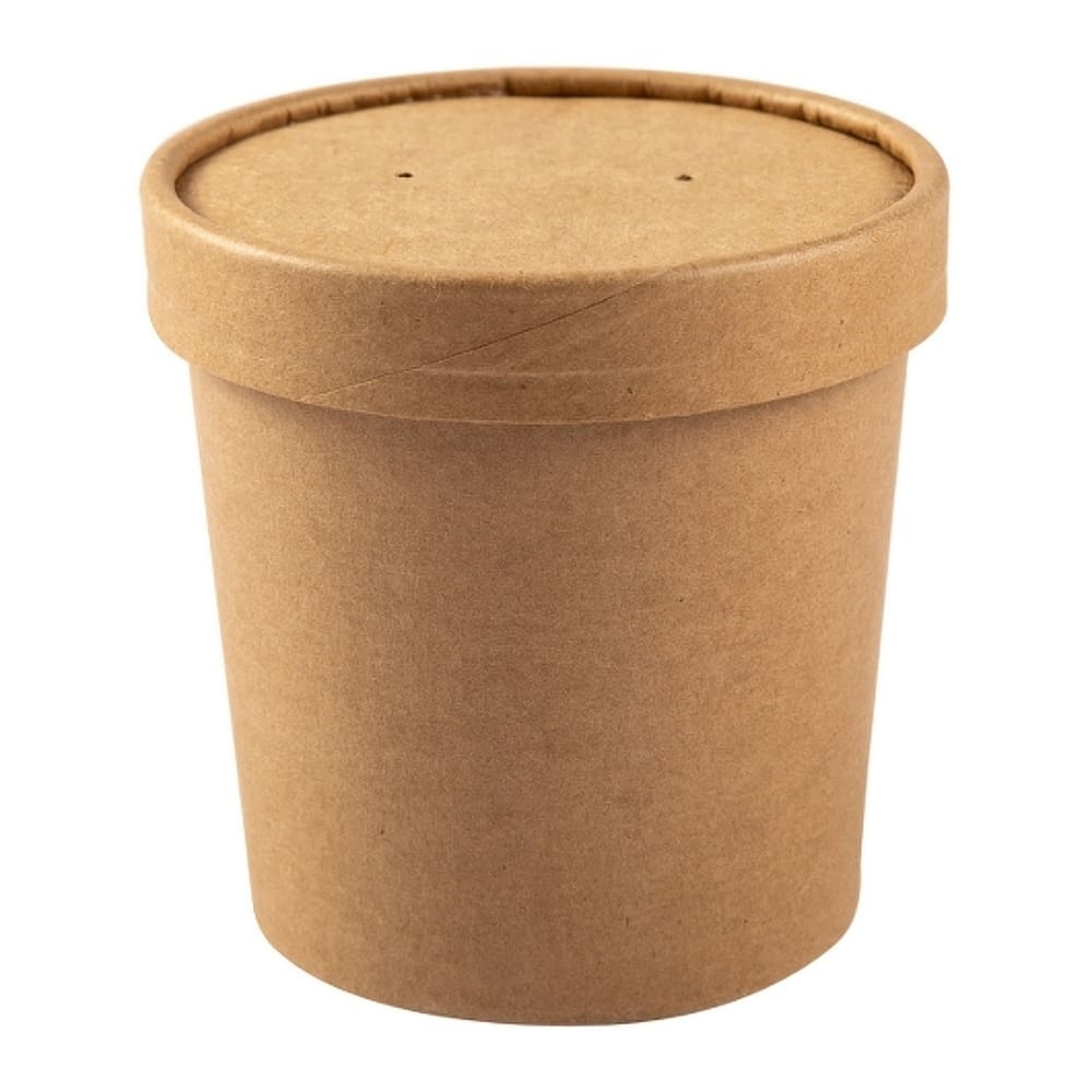 AmerCareRoyal 12 oz Food Container w/ Lid - Kraft Paper, Brown (PFC12NCOM)