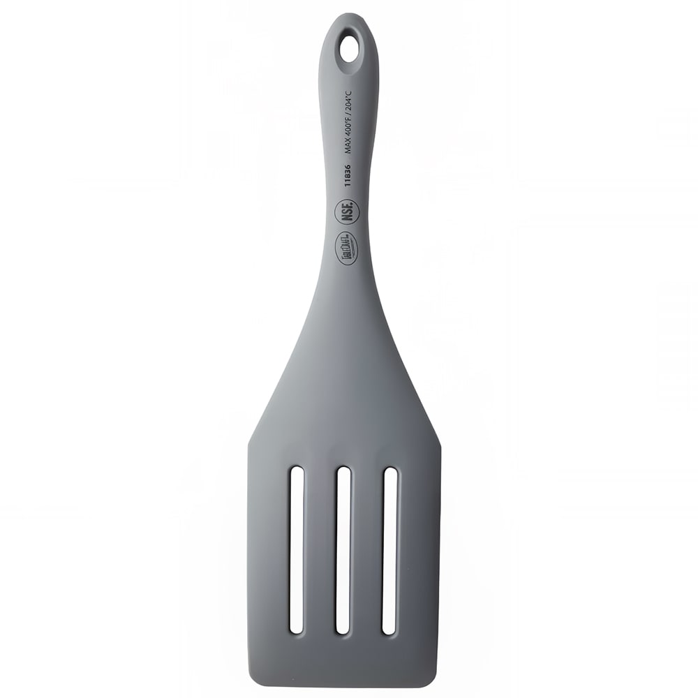 Tablecraft 11836 10 3/8" Slotted Spatula - Silicone, Gray