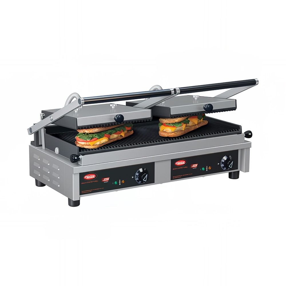 Hatco MCG20G Double Commercial Panini Press w/ Cast Iron Grooved Plates ...